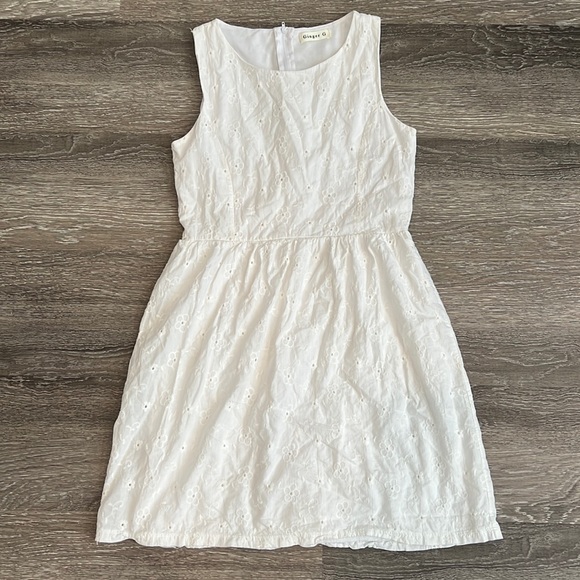 Ginger G | Dresses | Ginger G White Dainty Floral Eyelet Dress Small ...